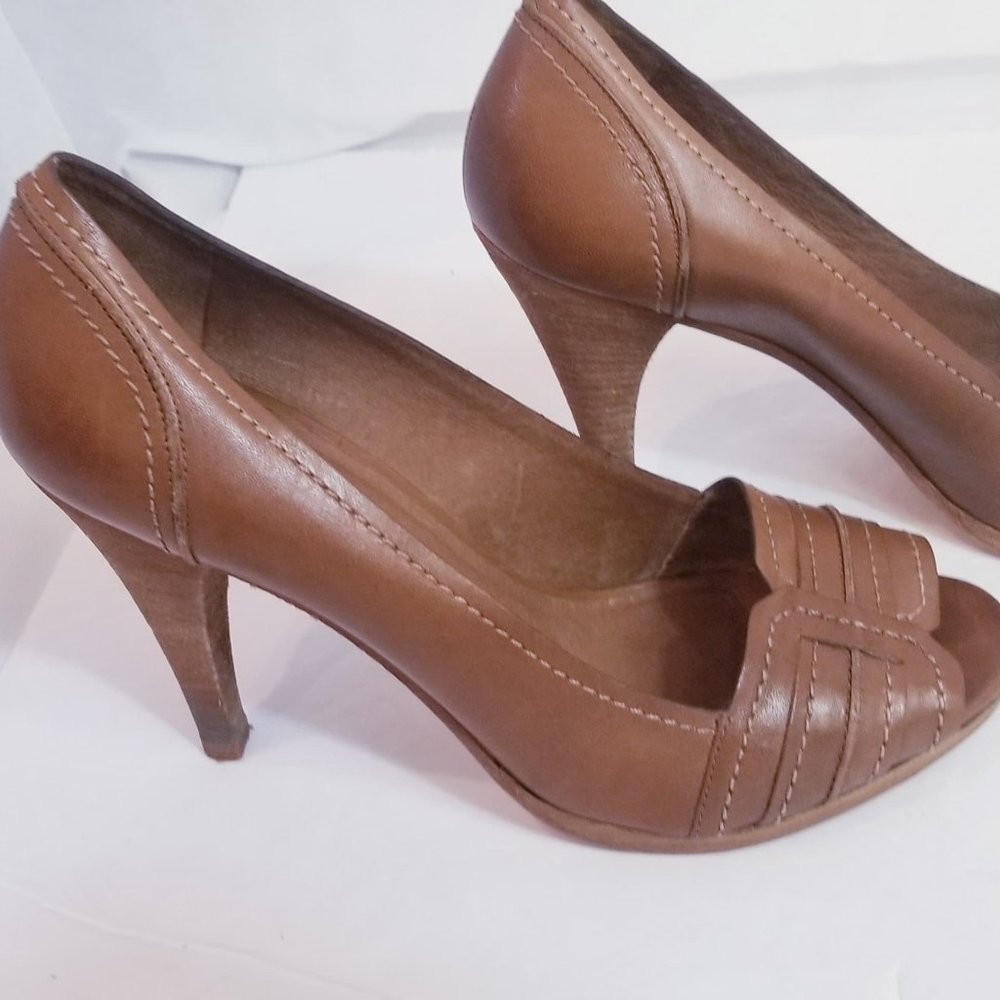 Mk Michael Kors Peep Toe Caramel Heels Size 10 M - Gem